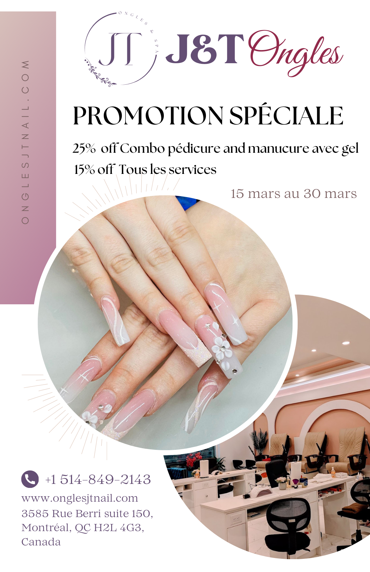 Montreal Nail Salon - Ongles J & T - Manicure Pedicure - Waxing